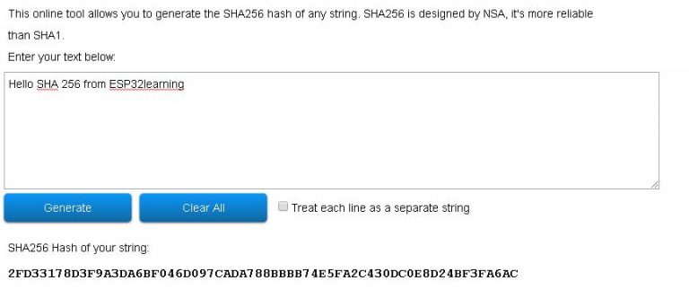 Using SHA-256 with an ESP32