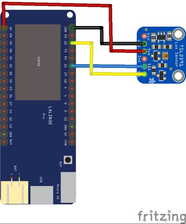 ESP32 and TSL2591 light-to-digital converter example using the Arduino IDE