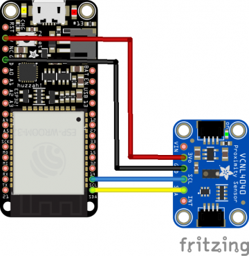 VCNL4040 Proximity and Ambient Light Sensor and ESP32 board example ...